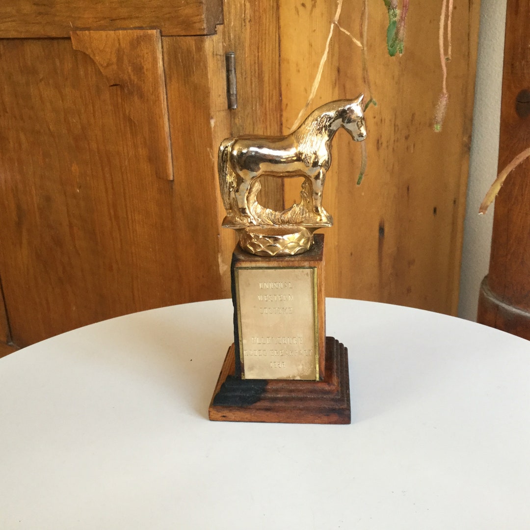 Vintage 1950s Rodeo Trophy With Horse Dodge Inc. 1957 1958 Ellensburg ...