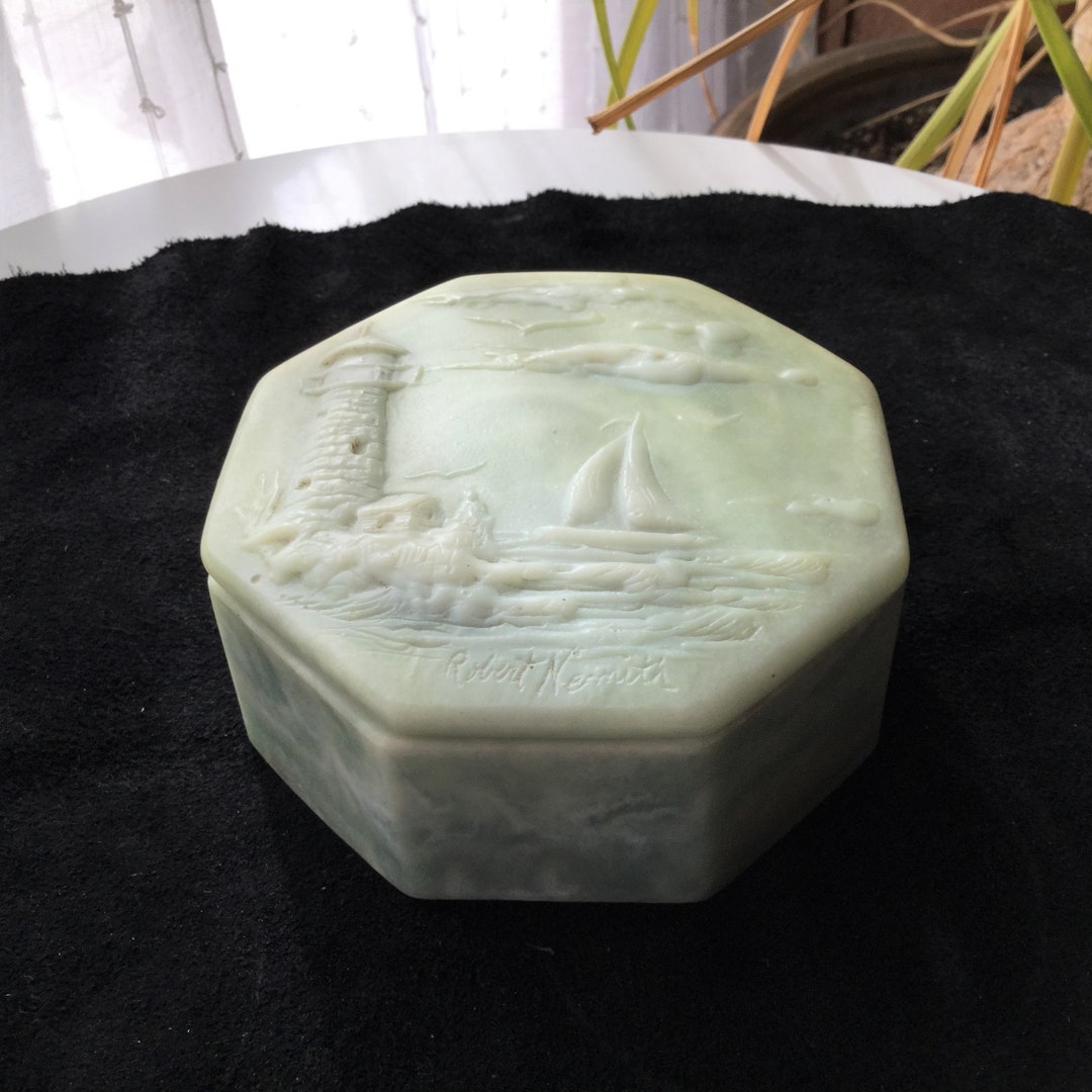 Carved Incolay Trinket Box by Design Gifts International ~ Signed ...