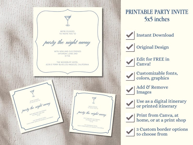 Plantilla de invitación para cóctel / Edición gratuita en Canva ...