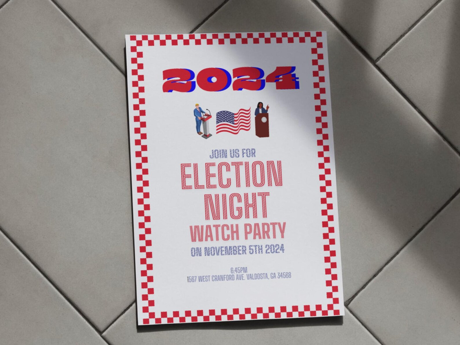 4x6 Election Night Watch Party Invitation Template | 2024 Presidential ...