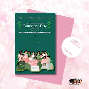 Founders' Dayevent Invitation, Pink and Green Editable Canva Template ...