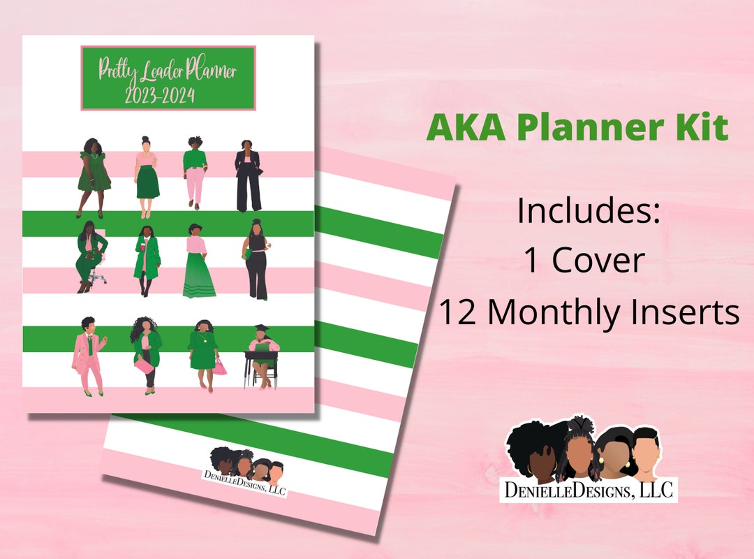 Pink and Green Printable Planner Kit 2023-2024, Journal Cover, Black ...