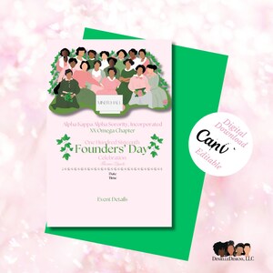 Founders' Dayevent Invitation, Pink and Green Editable Canva Template ...