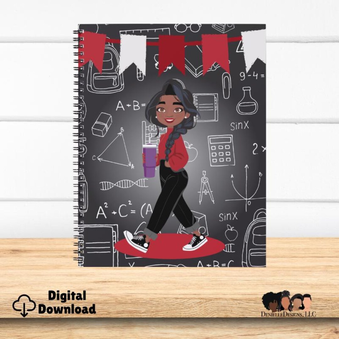 DST Teacher Printable Notebook Cover Diva Educator Red and White ...