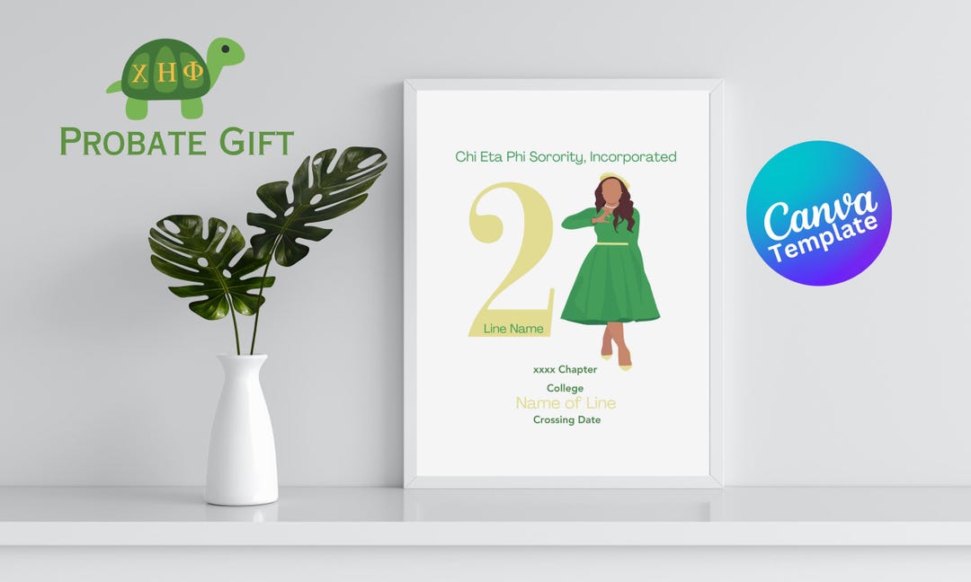 Chi Eta Phi Sorority Probate Gift, Personalized Line Number Art, Canva ...