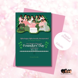 Founders' Dayevent Invitation, Pink and Green Editable Canva Template ...