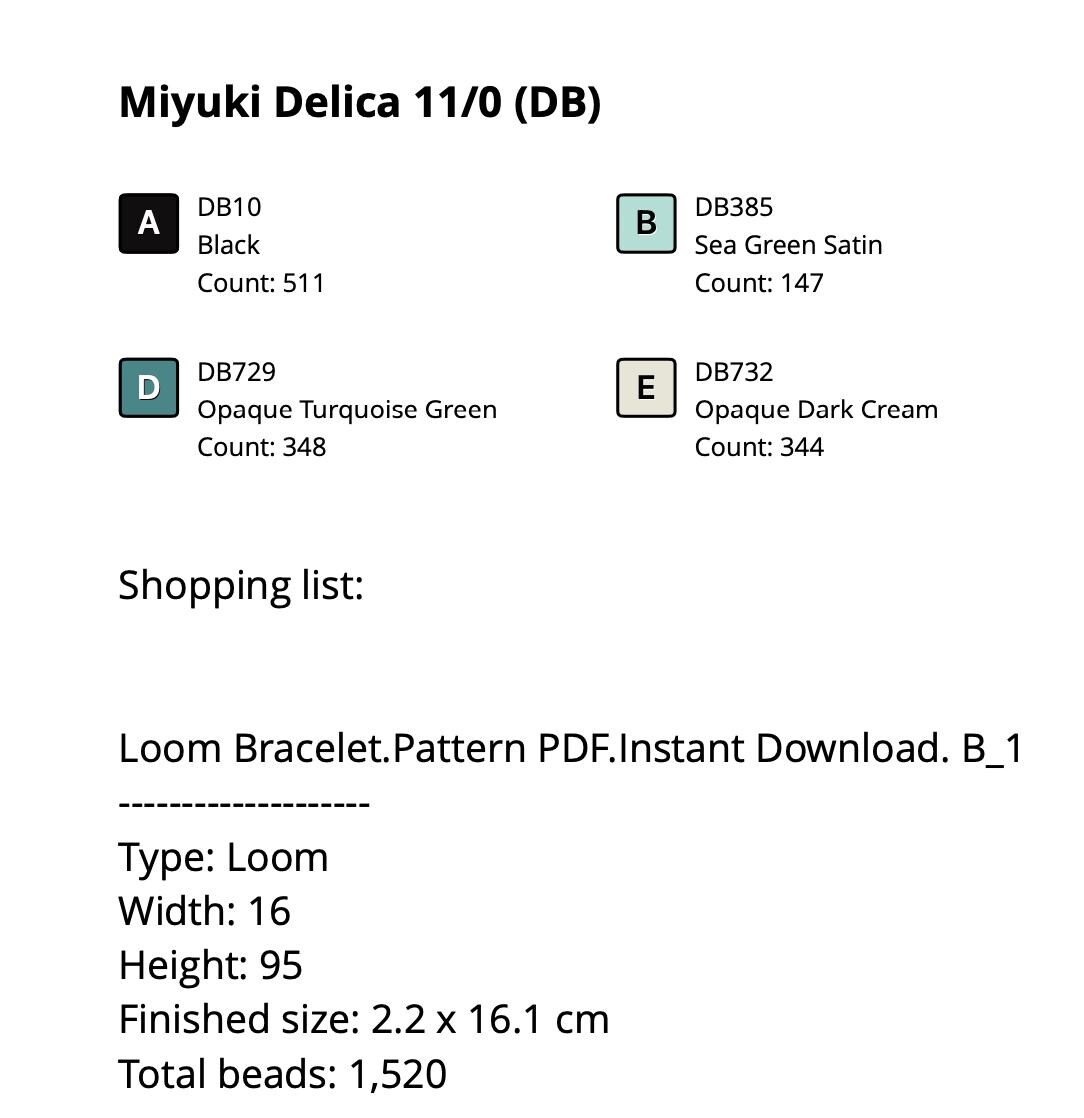 Bead Loom Mint Bracelet Pattern PDF, Native Inspired Miyuki Delica ...
