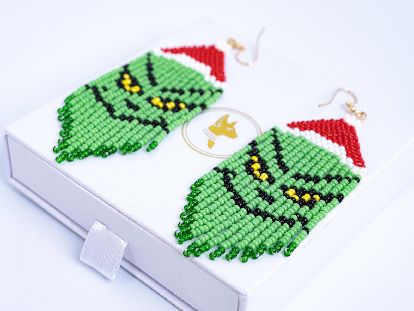 Brick Stitch Christmas Earrings Pattern,grinch Earrings,seed Bead ...