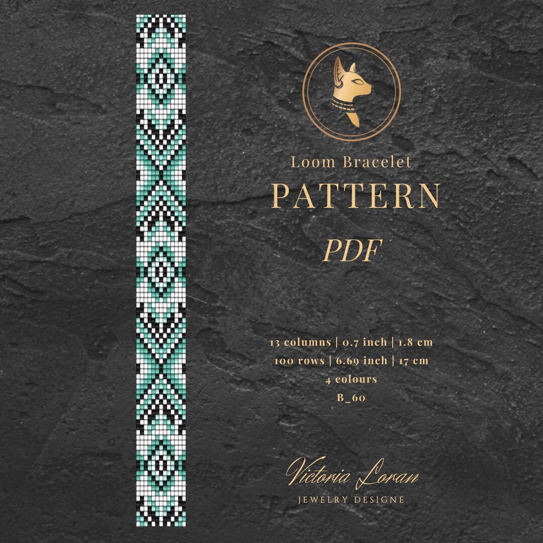 Bead Loom Pattern Pdf, Geometric Seed Bead Pattern, Miyuki Delica Mint ...