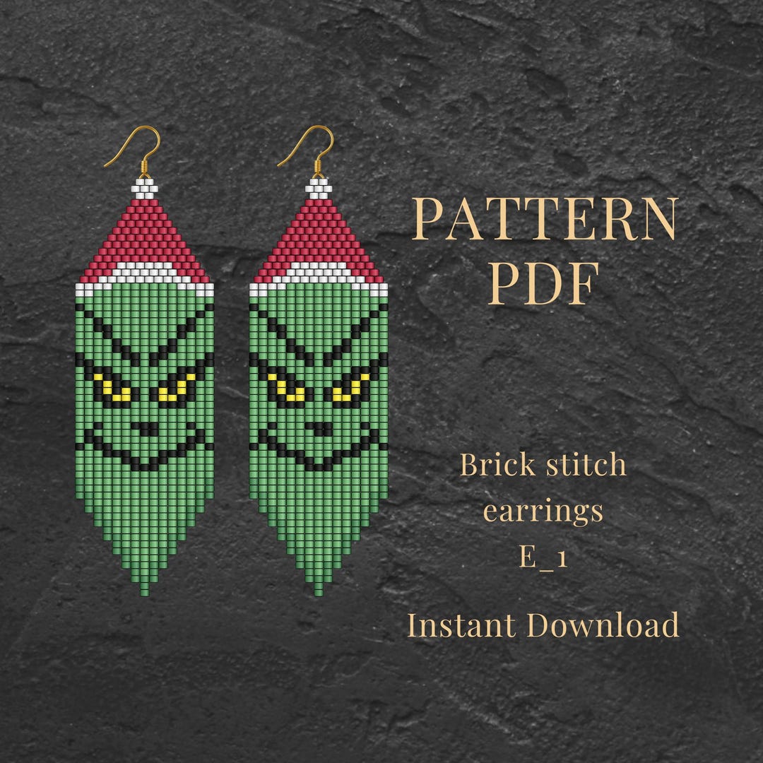Beaded Grinch Earrings Pattern: Brick Stitch Christmas Jewelry (PDF ...