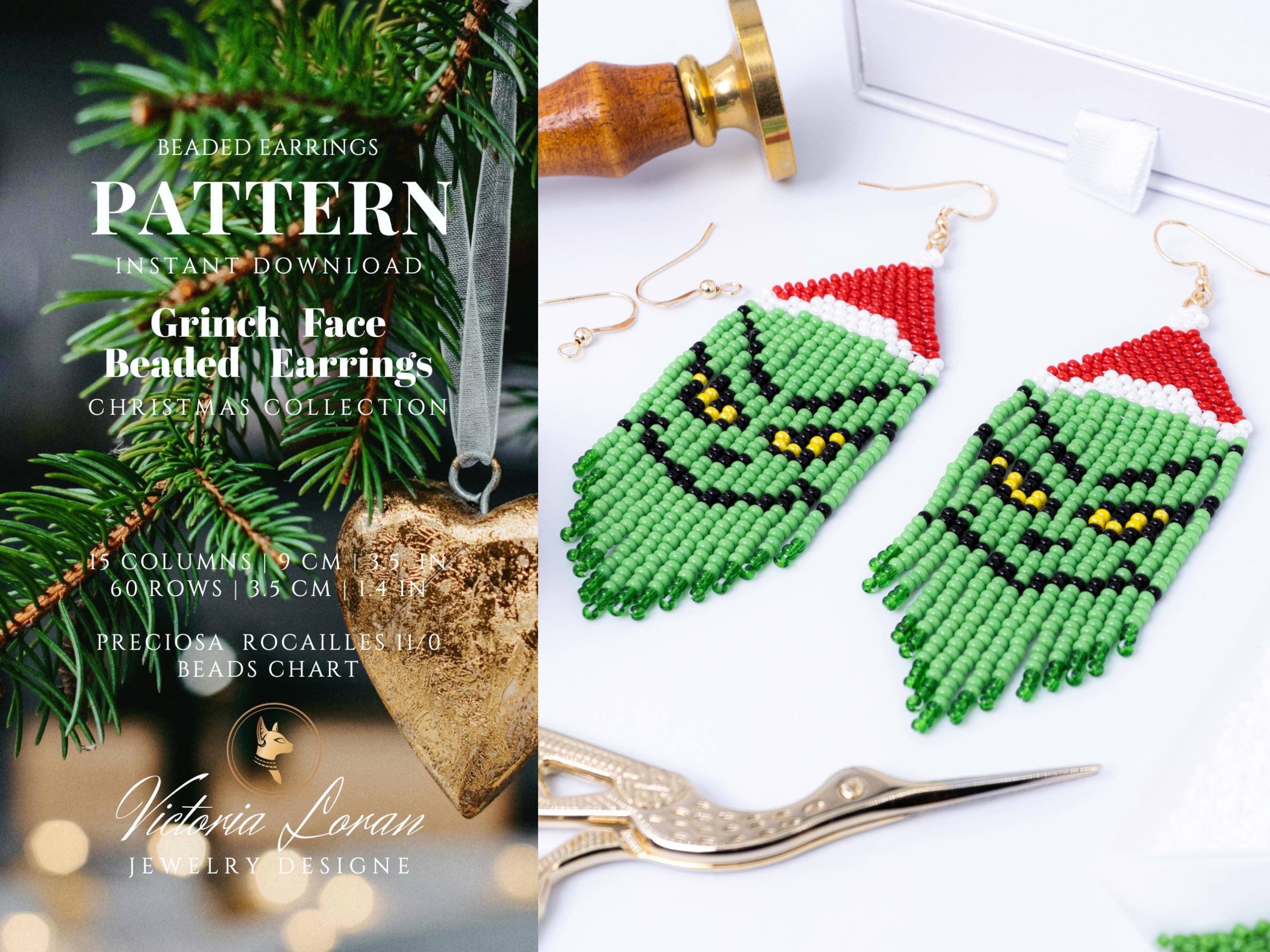 Brick Stitch Christmas Earrings Pattern,grinch Earrings,seed Bead ...