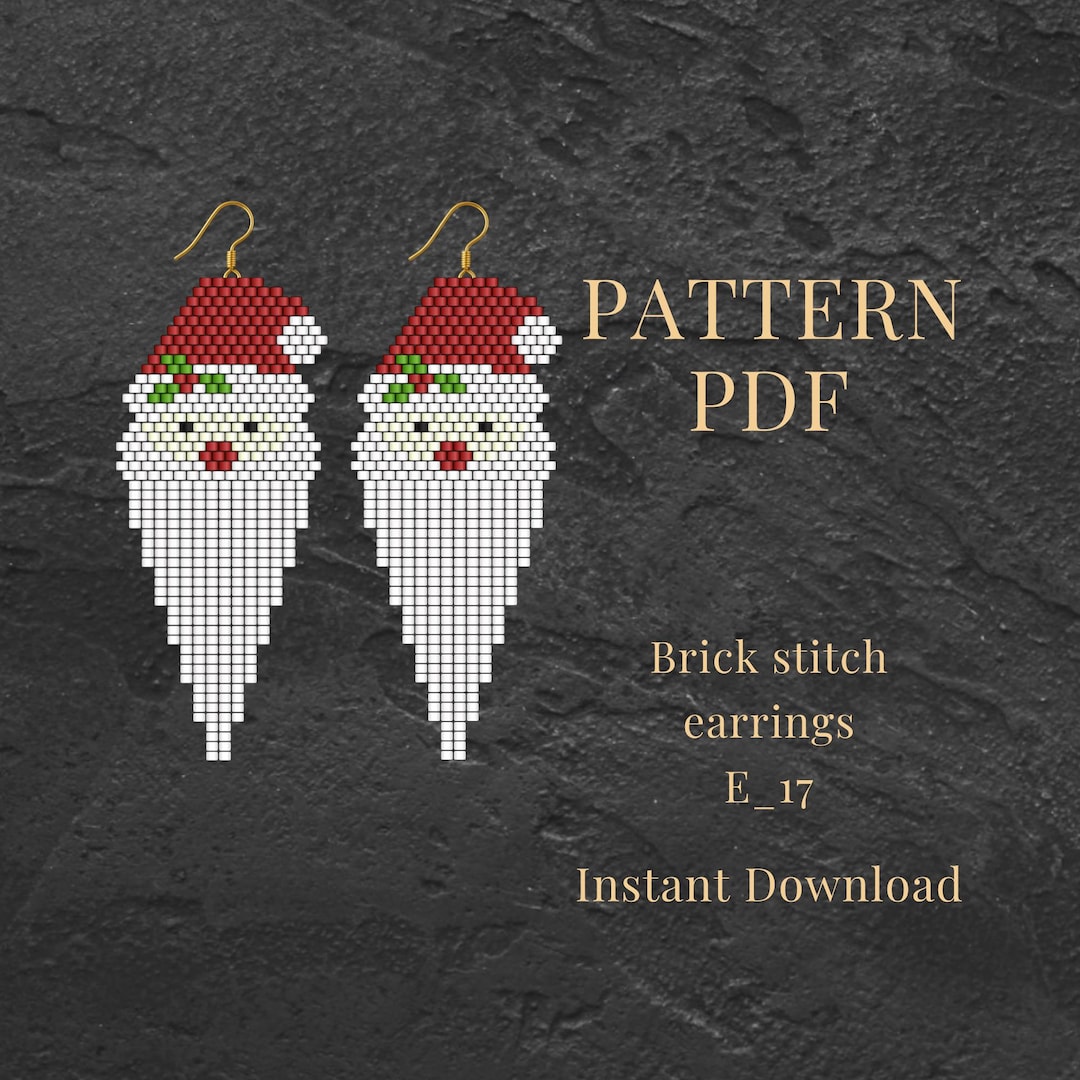 Santa Brick Stitch Earrings Pattern PDF Funny Seed Bead Earrings Design ...