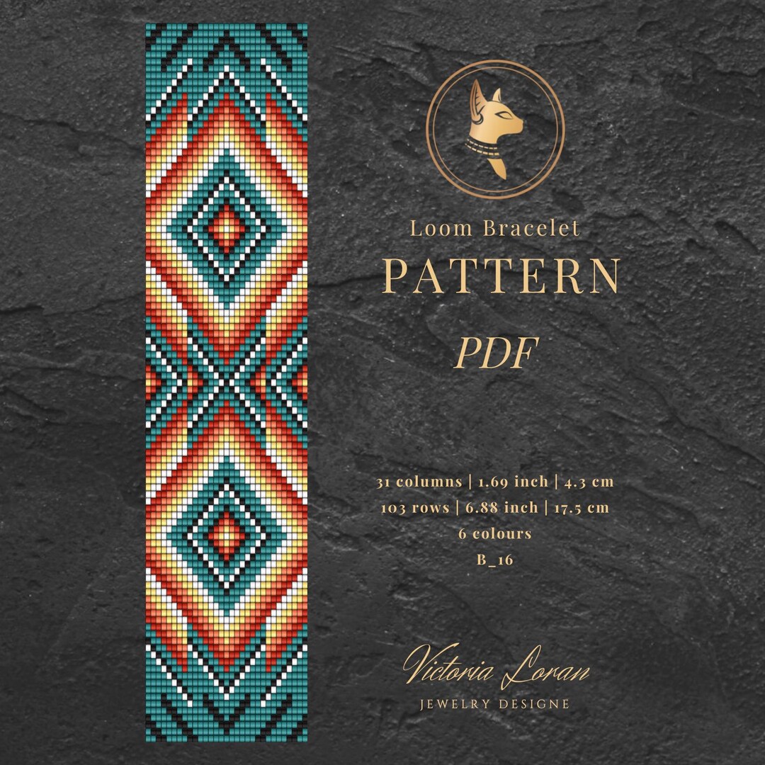 Bead Loom Bracelet Pattern Pdf-native American-turquoise Miyuki Beading ...