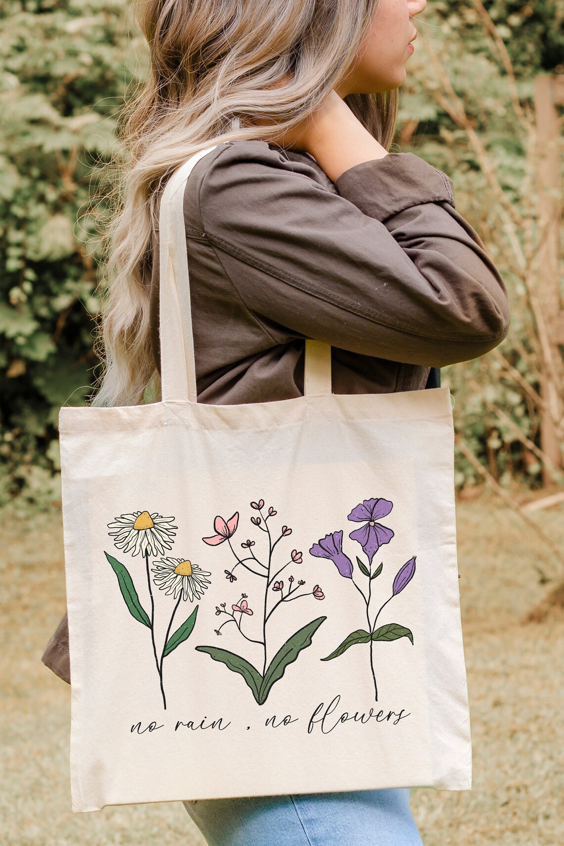 Vintage Flowers Tote Cotton Canvas Tote Bag Shopping Reusable Bag Bday ...