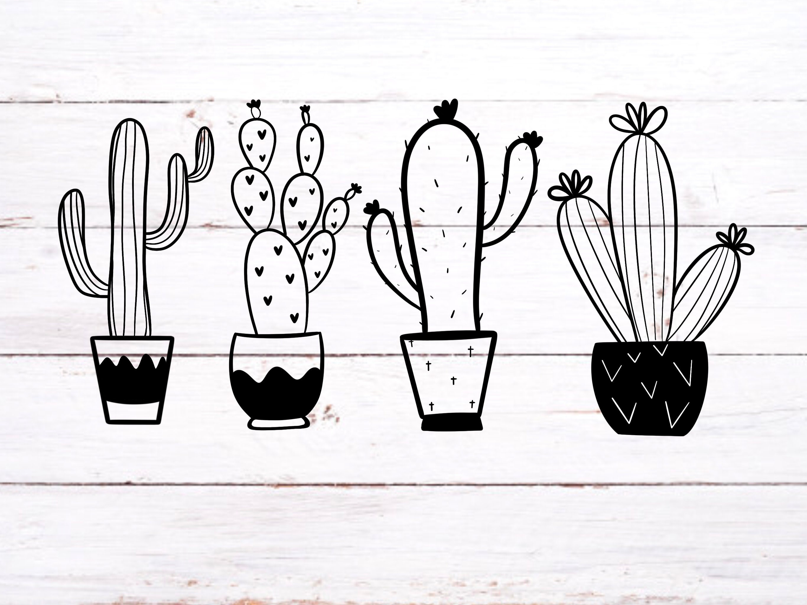 Cactus Cute SVG Set of 4 Downloadable File for Cricut Great for Tshirts ...