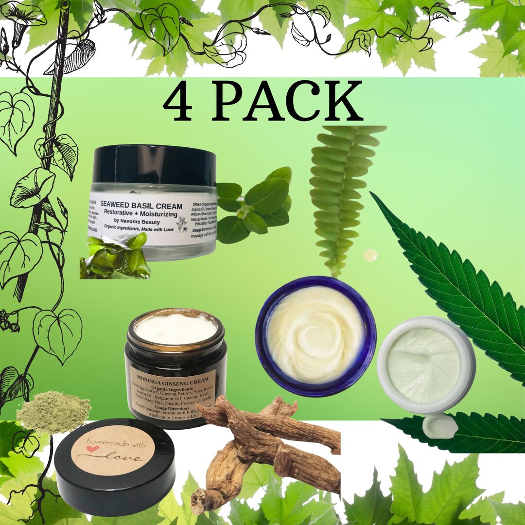 Organic Green Botanical Creams 4-pack | Daily Moisture Plant Ritual ...