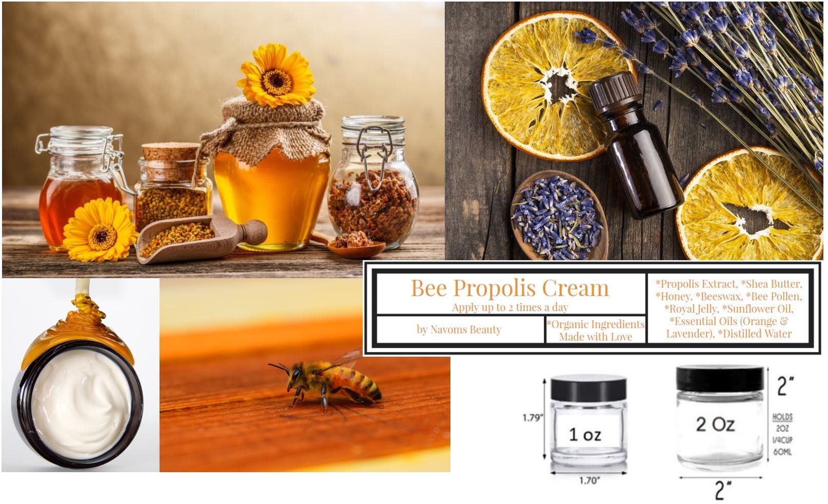 Organic Golden Bee Face Cream With Honey, Bee Pollen & Royal Jelly ...