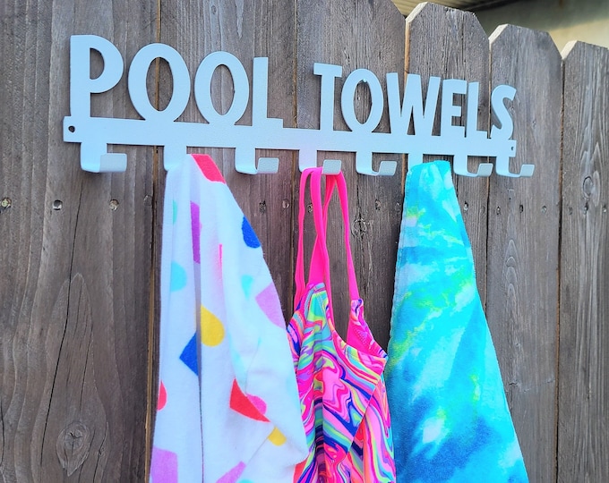 Pool Towel Hooks | Metal Towel/swimsuit Hanger | Outdoor Rack - Etsy