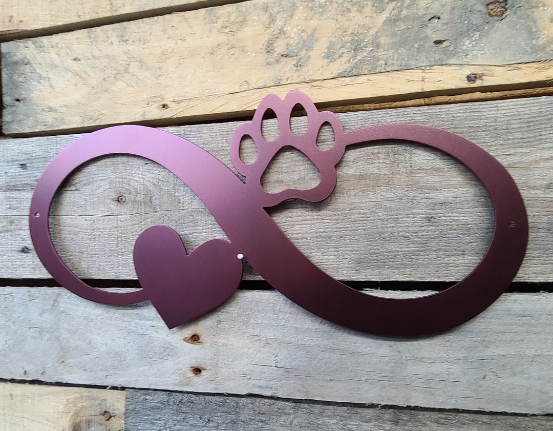Paw Print Infinity Symbol, Paw and Heart, Dog/cat/pet Metal Sign - Etsy