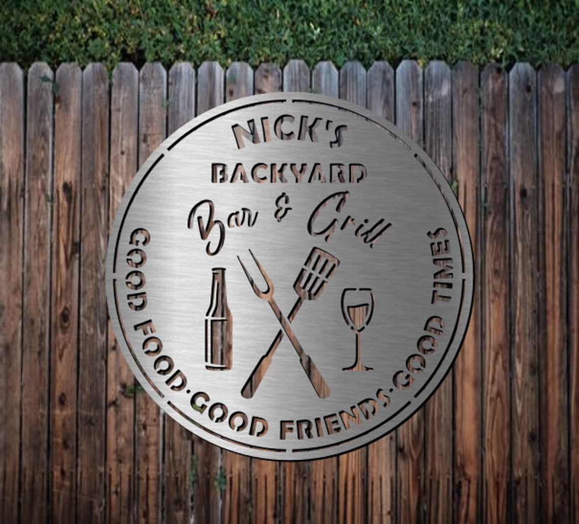 Backyard Bar & Grill Personalized Sign Custom Outdoor Sign - Etsy