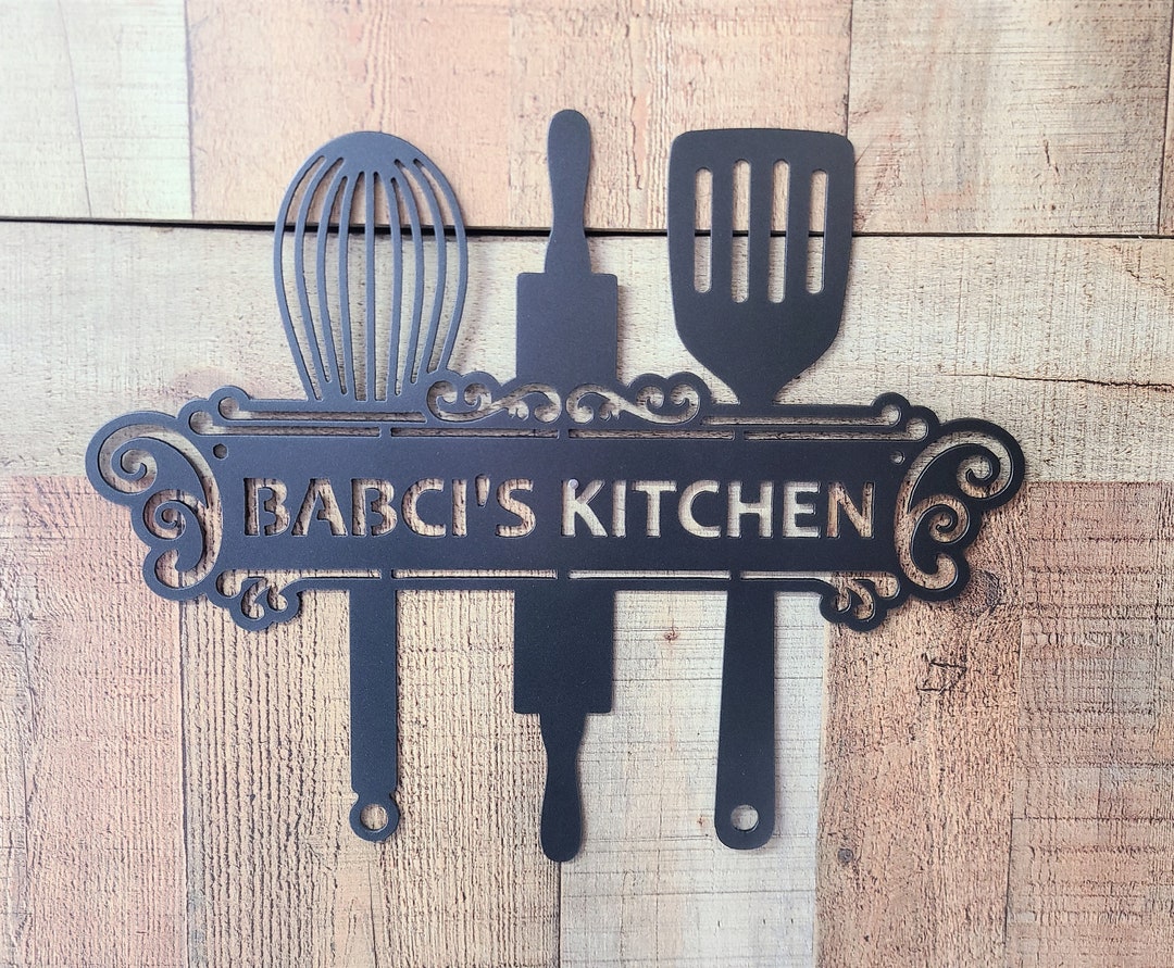 Kitchen Utensils Personalized Sign | Kitchen Monogram | Mom, Grandma ...