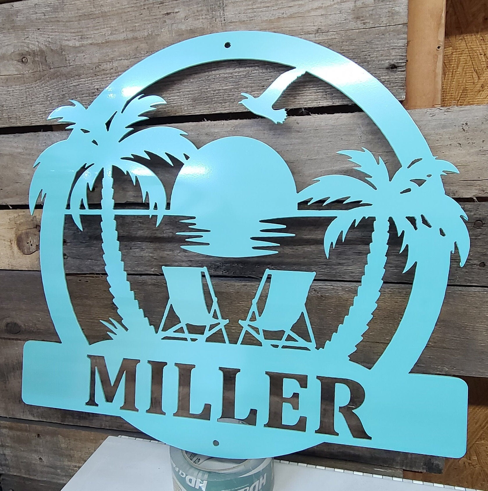 Sunset Beach Monogram Family Name Metal Monogram - Etsy 日本