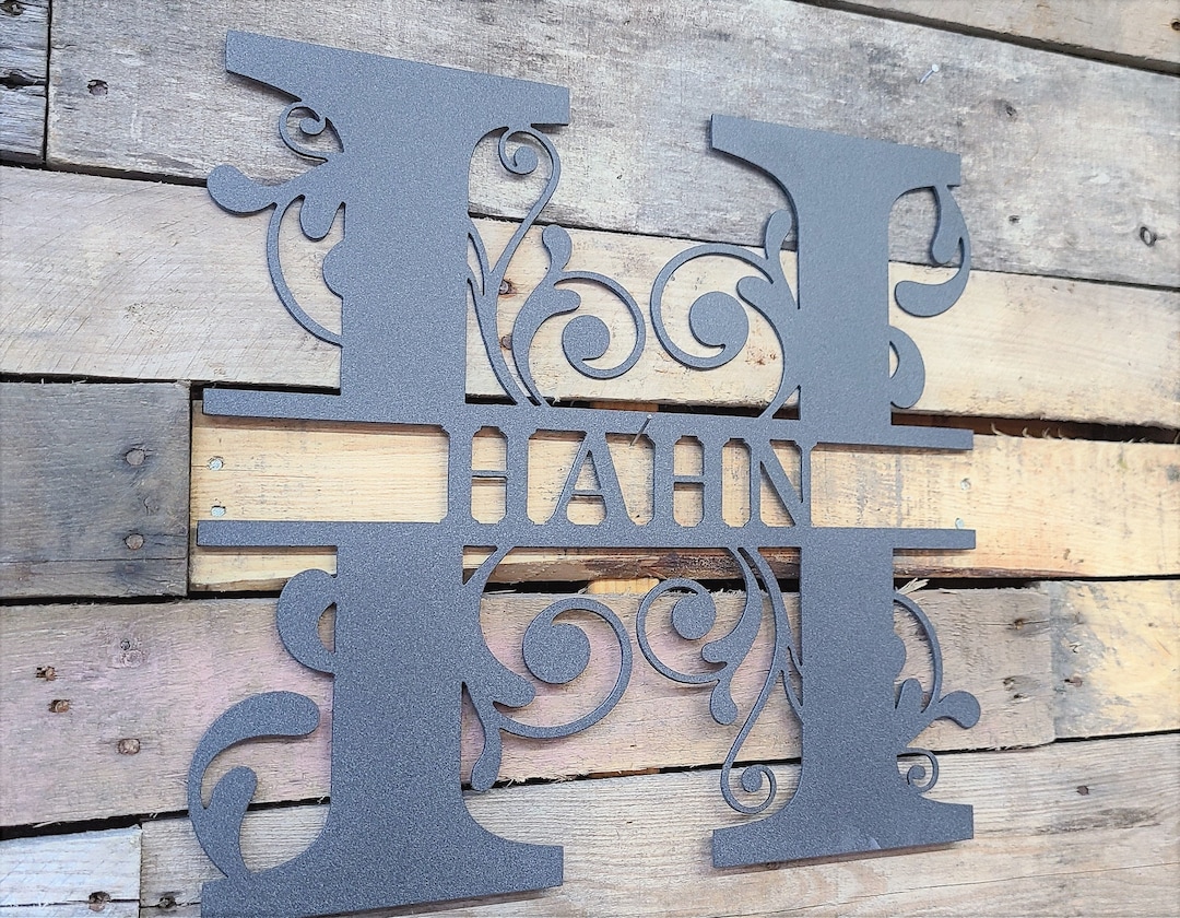 Split Letter Monogram | Family Name| Metal Monogram | Personalized - Etsy