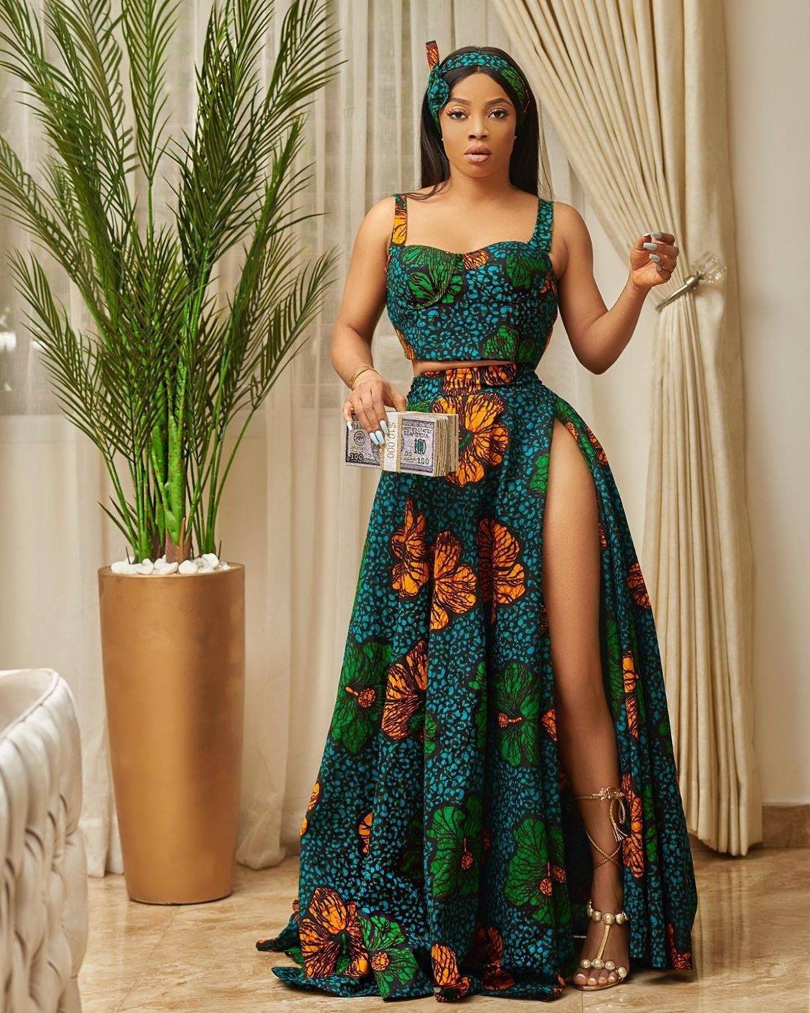 Ankara Crop Top And Infinity Skirt With High Slit African Etsy