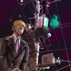 Reigen, Mob & Dimple on the Job Art Print - Etsy