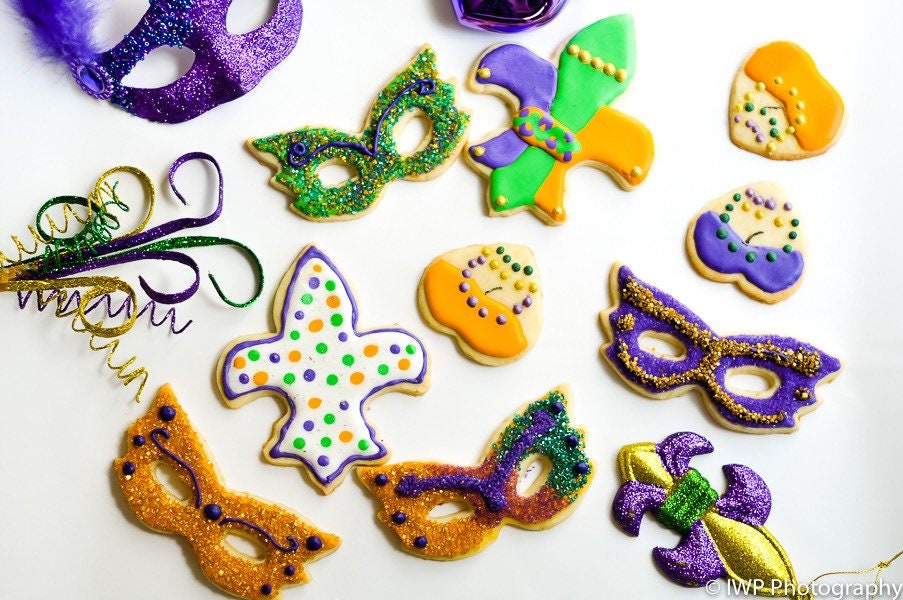 Mardi Gras Mask Gourmet Sugar Cookies, Fat Tuesday Cookies, Mask ...