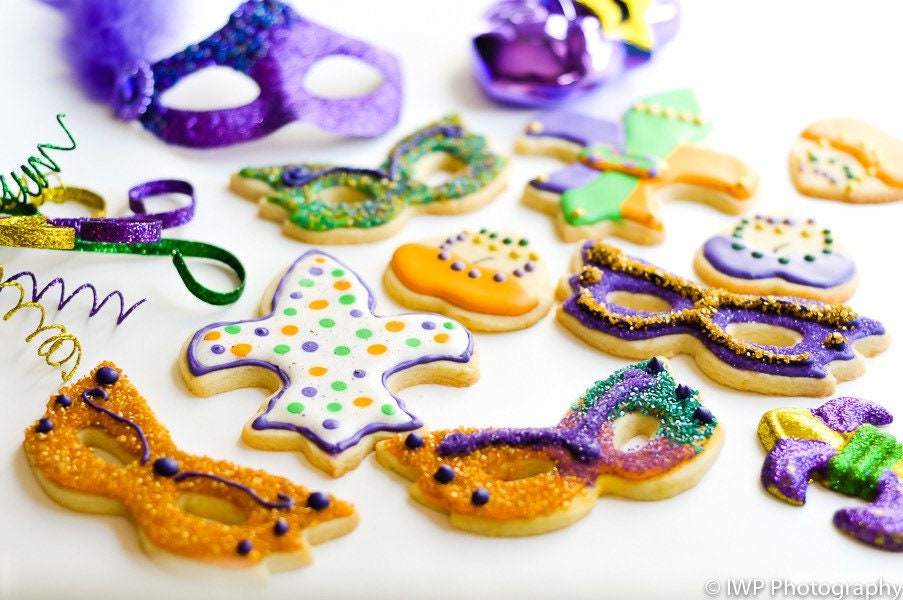 Mardi Gras Mask Gourmet Sugar Cookies, Fat Tuesday Cookies, Mask ...