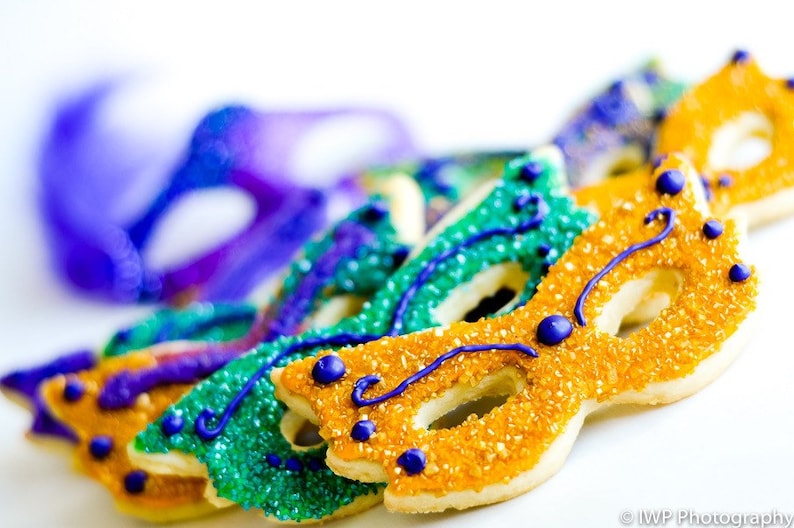 Mardi Gras Mask Gourmet Sugar Cookies, Fat Tuesday Cookies, Mask ...
