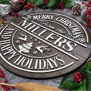 Personalized Christmas Sign With Last Name Laser Cut Shiplap Lines - Etsy