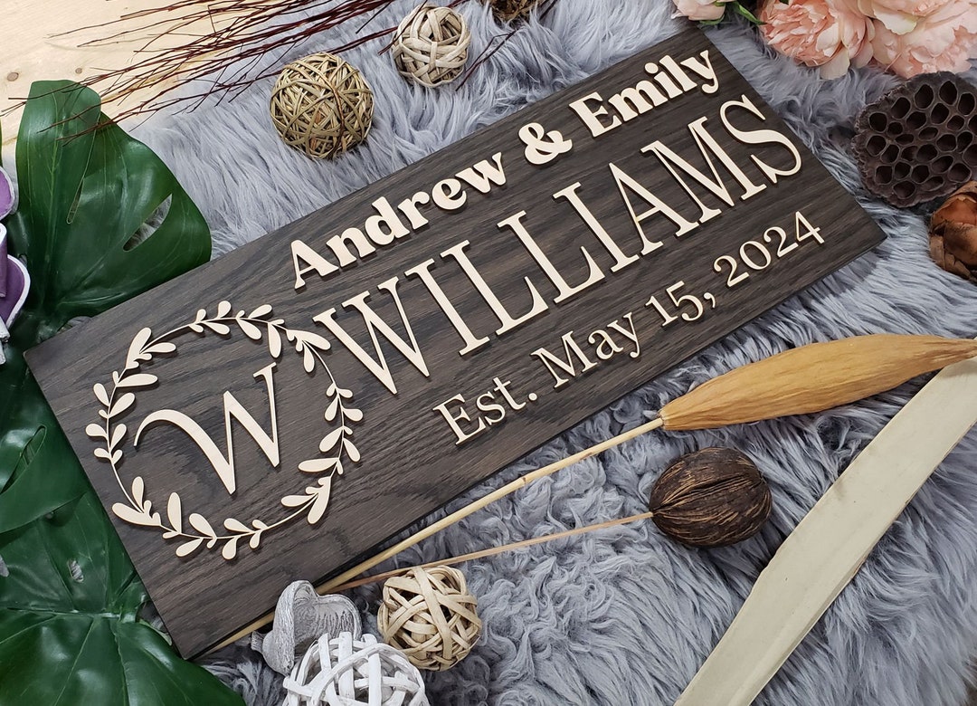 Rustic Personalized Last Name Farmhouse Sign | Wedding Gift for Couple ...