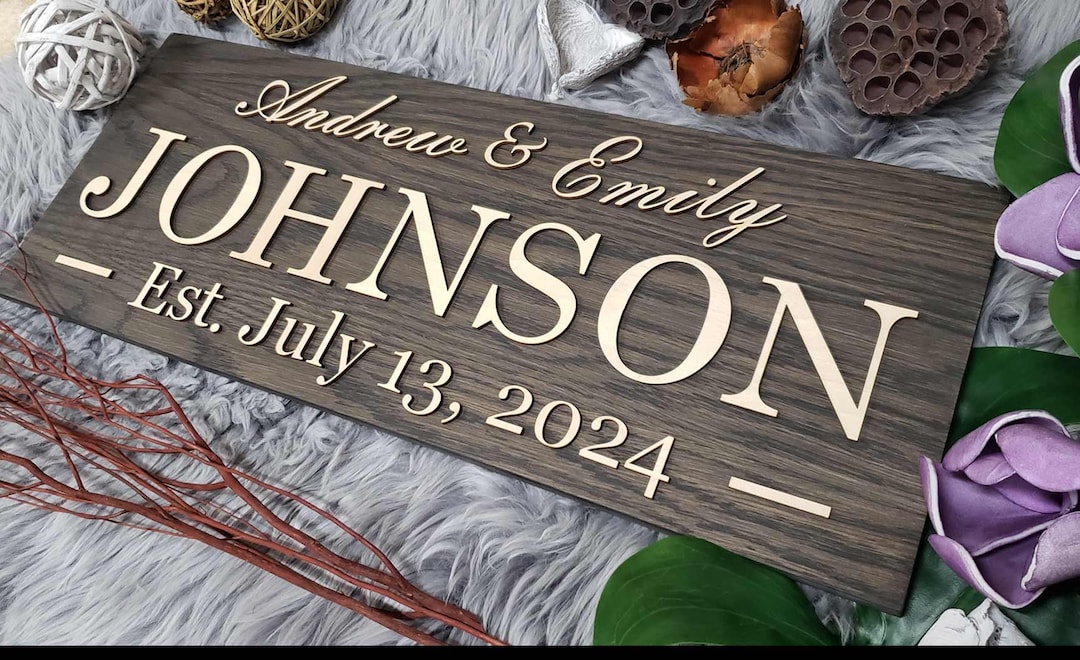 Rustic Personalized Last Name Farmhouse Sign | Wedding Gift for Couple ...
