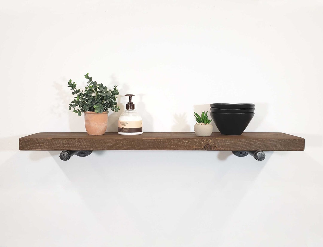 Floating Shelves Rustic Industrial Pipe Floating Shelf Farmhouse Pipe ...