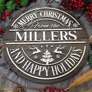 Personalized Christmas Sign With Last Name Laser Cut Shiplap Lines - Etsy