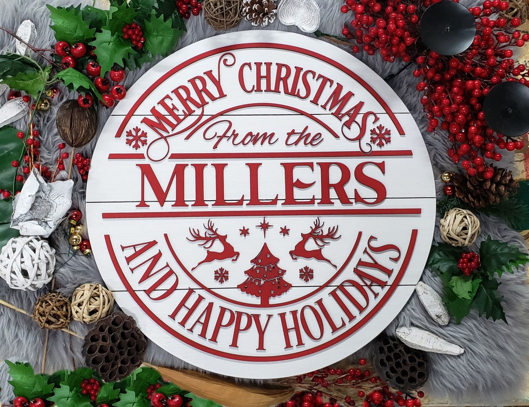 Personalized Christmas Sign With Last Name Laser Cut Shiplap Lines - Etsy