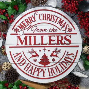 Personalized Christmas Sign With Last Name Laser Cut Shiplap Lines - Etsy