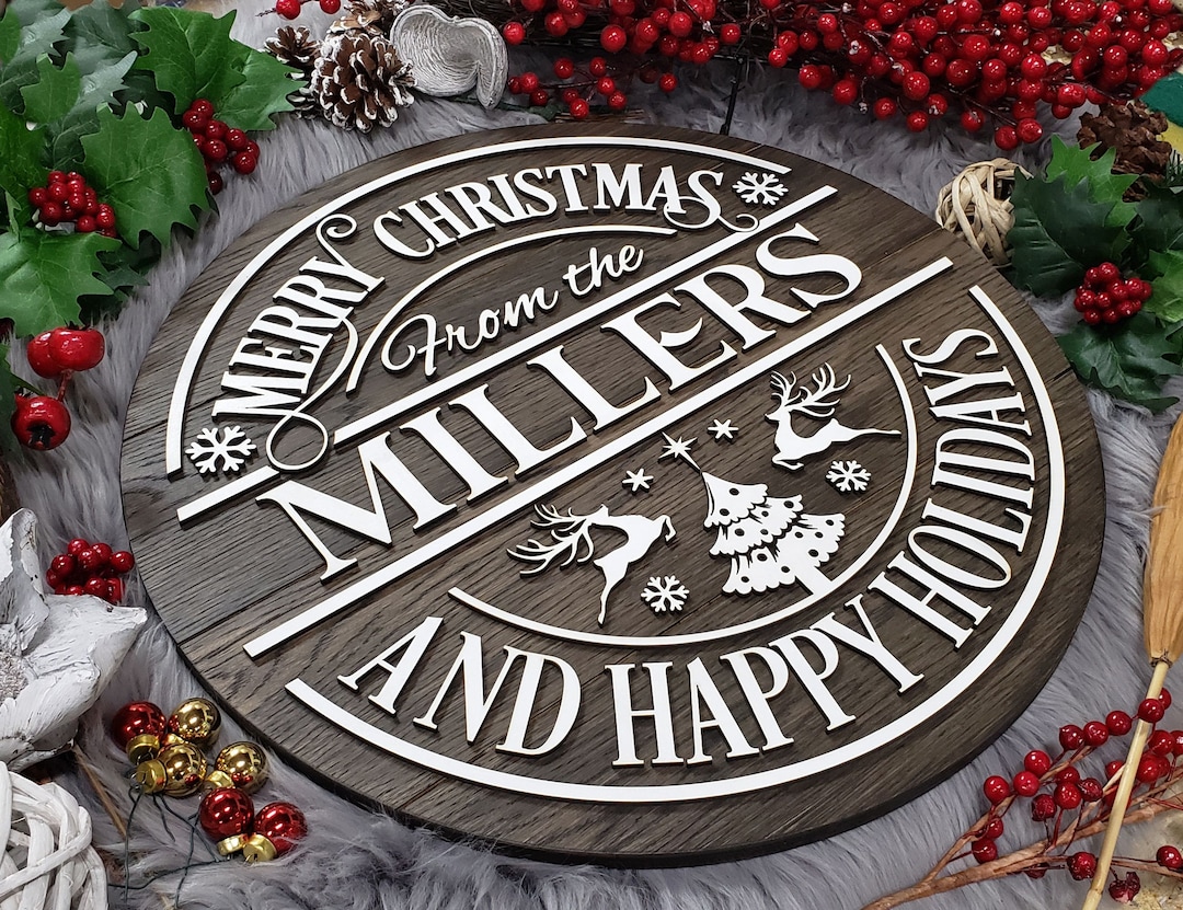 Personalized Christmas Sign With Last Name Laser Cut Shiplap Lines - Etsy