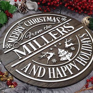 Personalized Christmas Sign With Last Name Laser Cut Shiplap Lines - Etsy