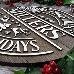 Personalized Christmas Sign With Last Name Laser Cut Shiplap Lines - Etsy