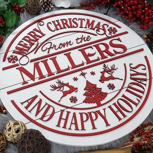 Personalized Christmas Sign With Last Name Laser Cut Shiplap Lines - Etsy