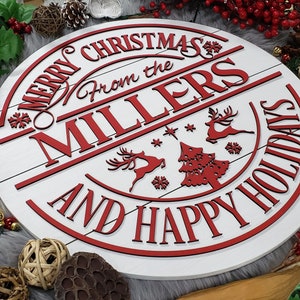 Personalized Christmas Sign With Last Name Laser Cut Shiplap Lines - Etsy