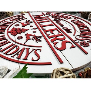 Personalized Christmas Sign With Last Name Laser Cut Shiplap Lines - Etsy