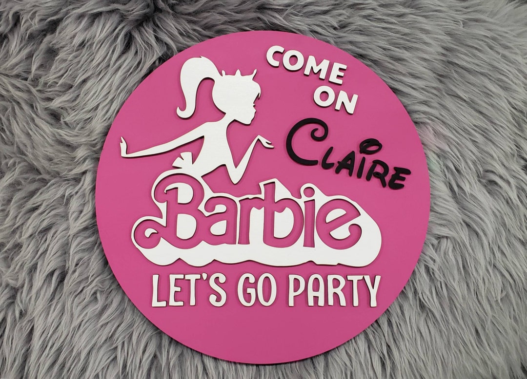 Barbie Personalized Name Sign Disney Font Kids Room Decor Personalized ...