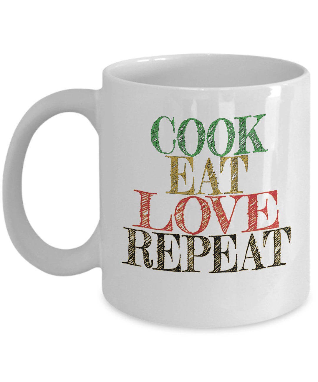 Gift for Chefs: cook Eat Love Repeat Coffee Mug or Tea Cup for Cooks - Etsy