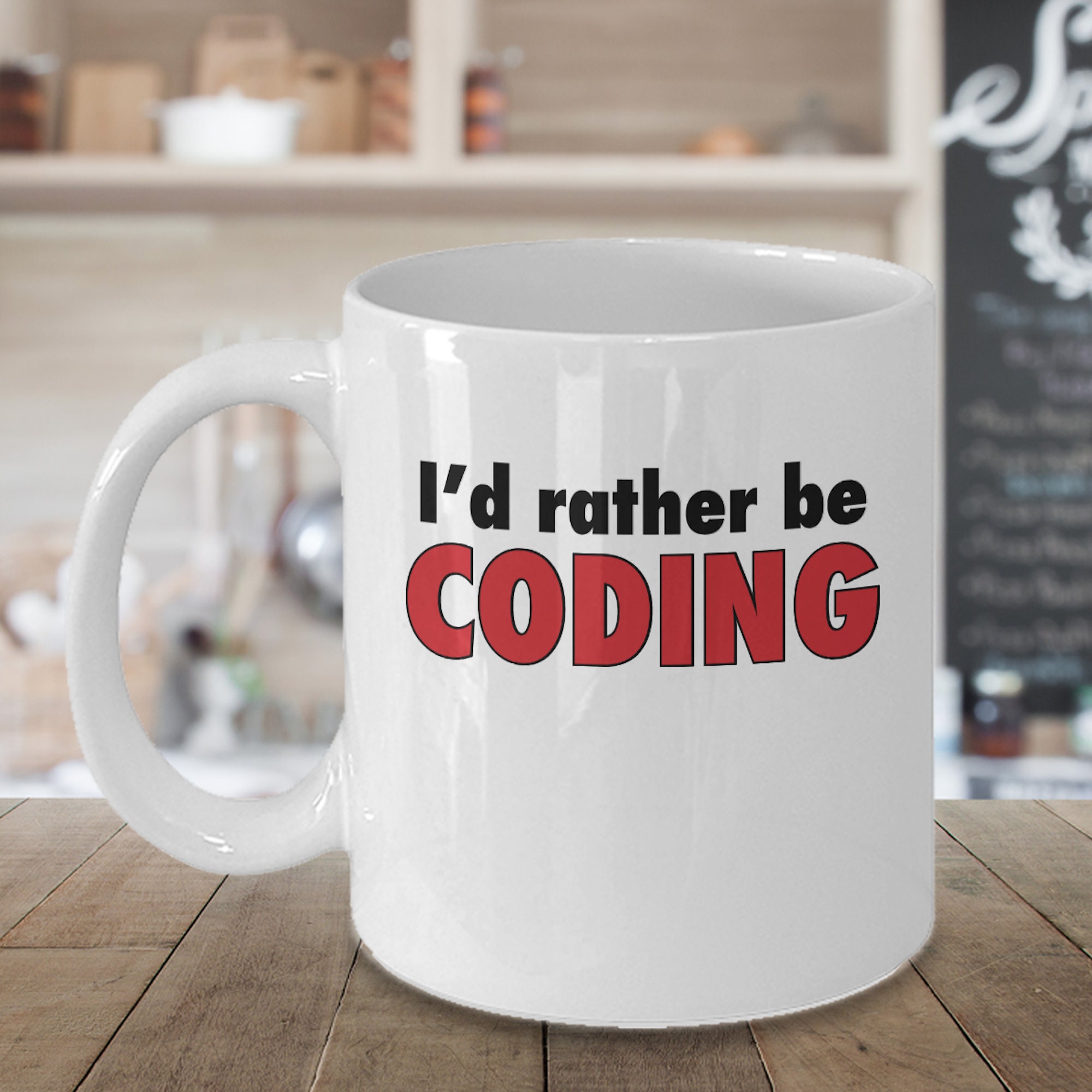 Computer Geek Gift: I'd Rather Be Coding White Ceramic - Etsy UK