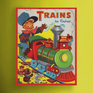 Trains to Color Coloring Book: A Vintage Coloring Book Printable PDF ...
