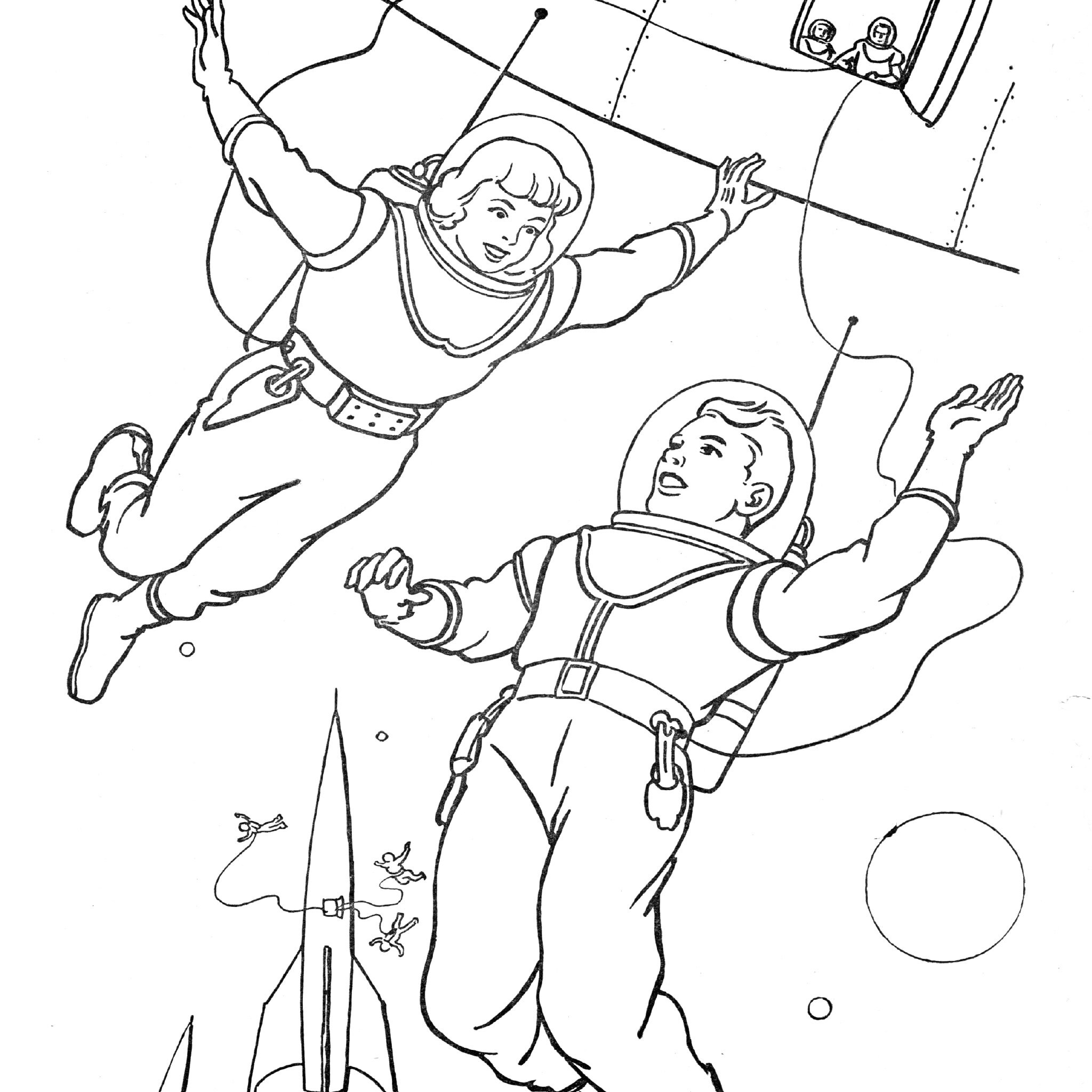Retro Sci-fi Coloring Book: 1950s Space Adventure (printable PDF) - Etsy